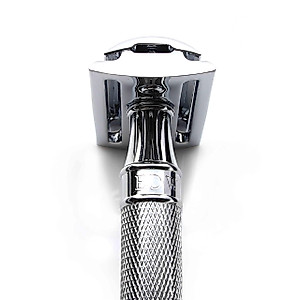 Edwin Jagger DE89KN14BL Reusable Classic Double Edge Safety Razor for Men (Knurled)