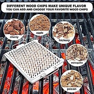 only fire Stainless Steel Smoker Box for Charcoal or Gas Grills, with Handles and Removable Lid, Great for Backyard Cooking