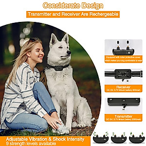 FULUPET Electric Fence for Dogs, 2-in-1 Wireless Dog Fence, Wireless Pet Containment System with Rechargeable Waterproof Training Collar, Electric Dog Collar Fence Wireless for Dogs
