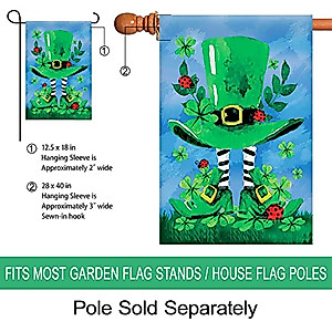 Morigins Shamrock Shower St Patricks Day Flag 28x40 Inch Decorative Green Double Sided Spring House Flag
