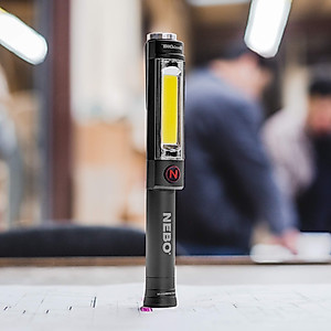 NEBO BIG LARRY 2 Power Work Light | Bright Flashlight and Work Light with Clip and Magnetic Base | Storm Gray