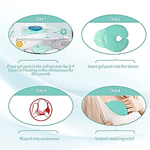 NEWGO Breast Ice Pack for Breast Surgery, 2 Pack Nipple Ice Packs Breastfeeding Ice Packs Reusable for Nursing Mother, Hot Cold Therapy Breast Gel Pack with Washable Cover(Green)