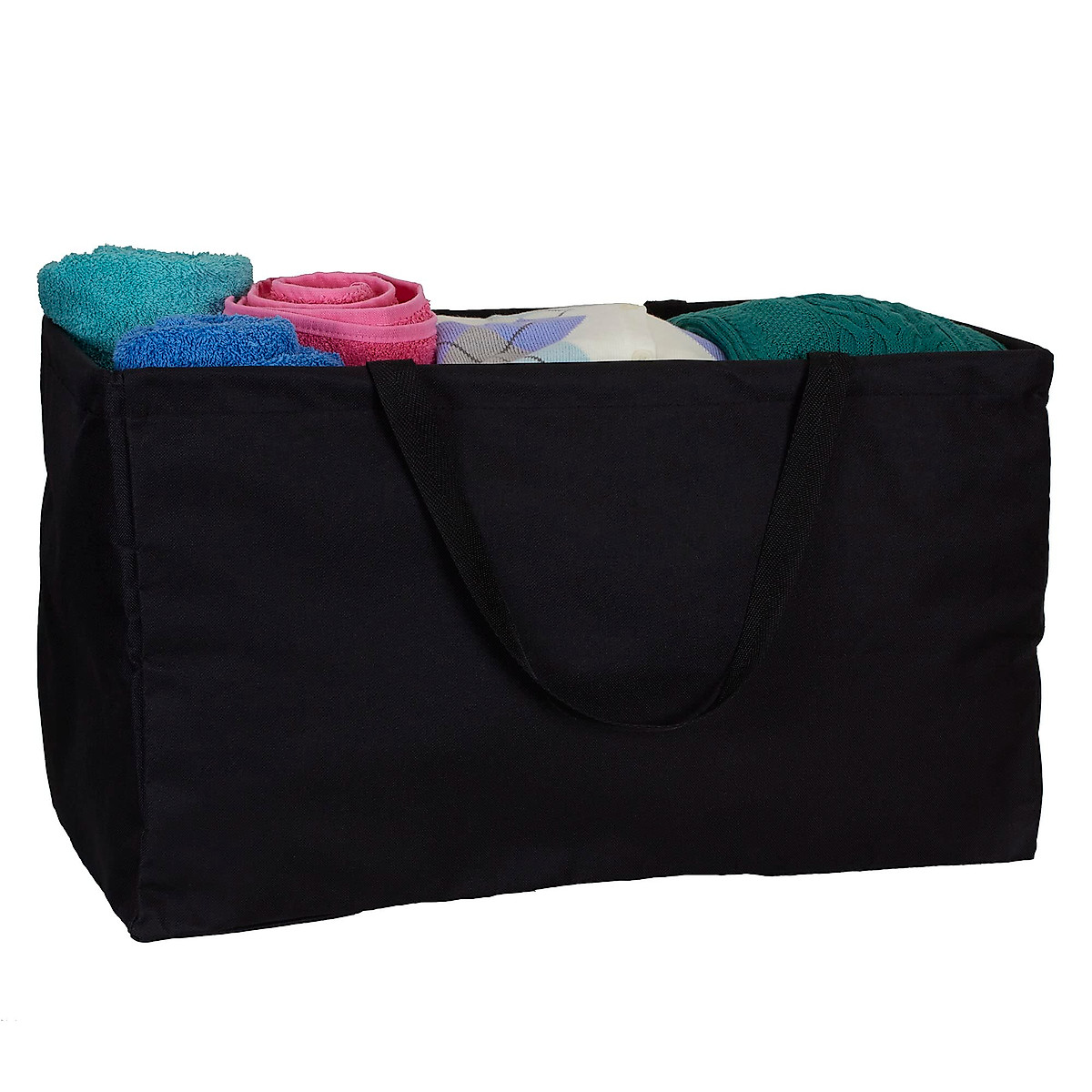 Household Essentials 2212-1 Krush Canvas Utility Tote | Reusable Grocery Shopping Bag | Laundry Carry Bag | Black