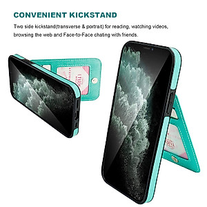 Vaburs Compatible with iPhone 12 and iPhone 12 Pro Case with Wallet Card Holder,Embossed Mandala Pattern Flower PU Leather 4 Card Slots Kickstand Shockproof Flip Cover 6.1 Inch(Green)