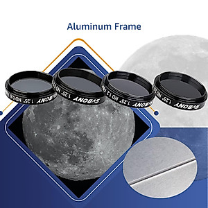 SVBONY SV139 Telescope Filter Moon Filter Kit 1.25 inch ND4 ND8 ND16 ND1000 for Telescope Eyepiece Reduces Moon Glare and Enhances Lunar Crater Details
