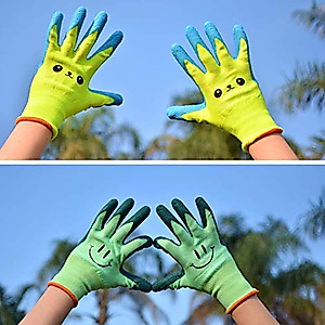 GLOSAV Kids Gardening Gloves for Ages 2-12 Toddlers, Youth, Girls, Boys, Children Garden Gloves for Yard Work (Size 5 for 9, 10 Year Old)