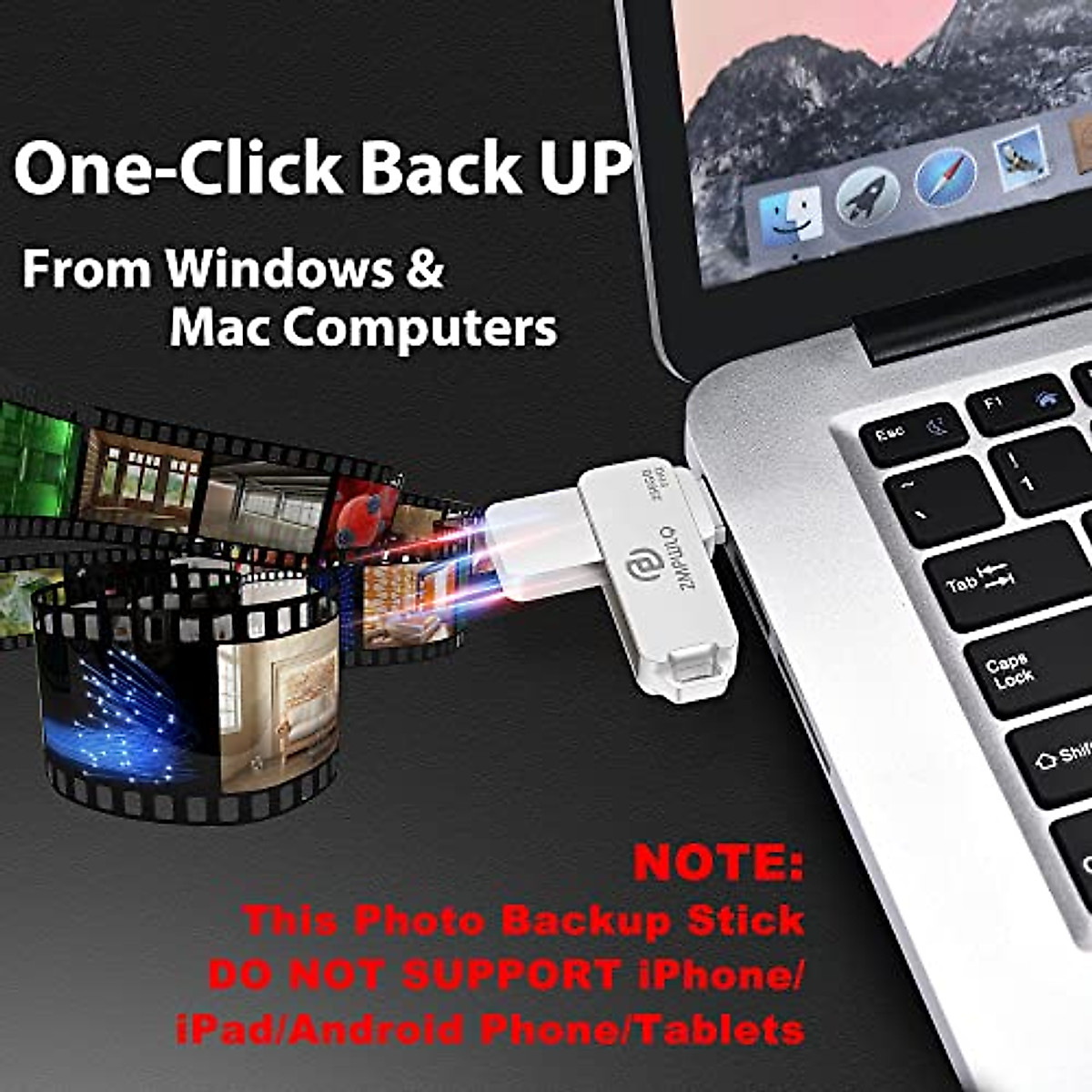 Computer-Photos-Backup-Photo-Stick 128GB Easy One Click Backup-Thumb-Drive Photo-Storage-Device-for-Computer Laptop PC Memory USB Flash Photo Finder Sticks Pictures Mac Transfer Album Keeper Windows