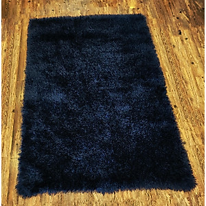 Brilliant Shag Navy Rug - Indoor Home Living Room Carpet, Size: 7'6" x 10'3", Soft, Plush Rug