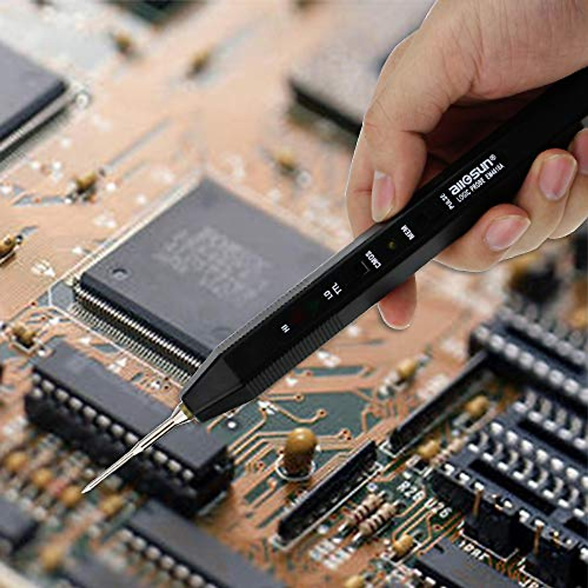 allsun Electrical Circuit Testers Logic Probe Troubleshooting Tool Instrument Visual and Audio Indications for Logic Levels Pulses Detector EM4610A