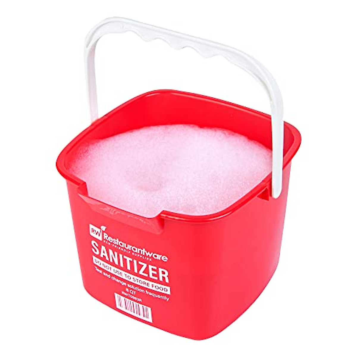Restaurantware RW Clean 8 Quart Cleaning Bucket 1 Detergent Square Bucket - With Measurements Built-In Spout And Handle Red Plastic Utility Bucket For Home Or Commercial Use