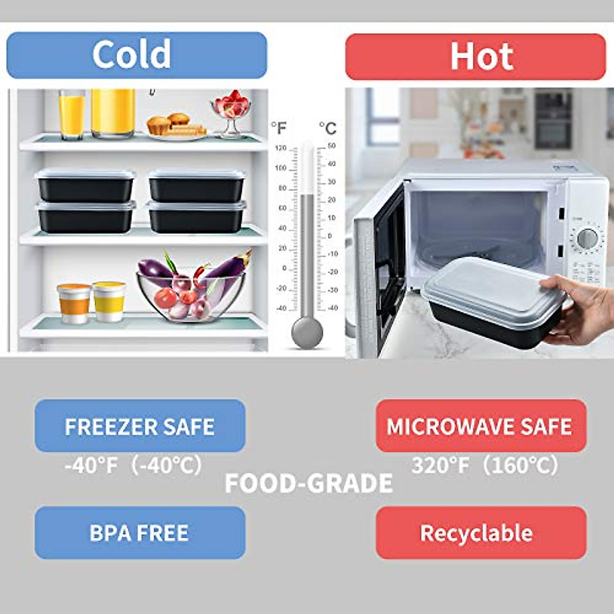 Plastic Meal Prep Containers, 32 oz, 10 PACK, Food Storage Disposable Containers with Lids Airtight, Togo Food Containers for Frozen Meal, Reusable Lunch Bento Box, Microwave and Freezer Safe