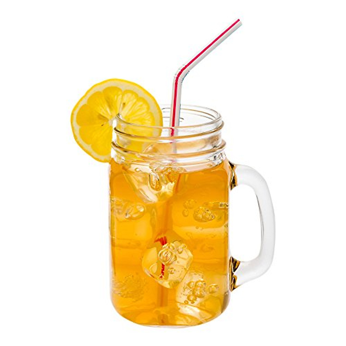 Restaurantware 16 Ounce Mason Jars With Handle 10 Dishwasher Safe Mason Jar Mugs - Scratch Resistant Lead Free Clear Glass Drinking Glass Jars For Cocktails Sodas Shakes Or Juices