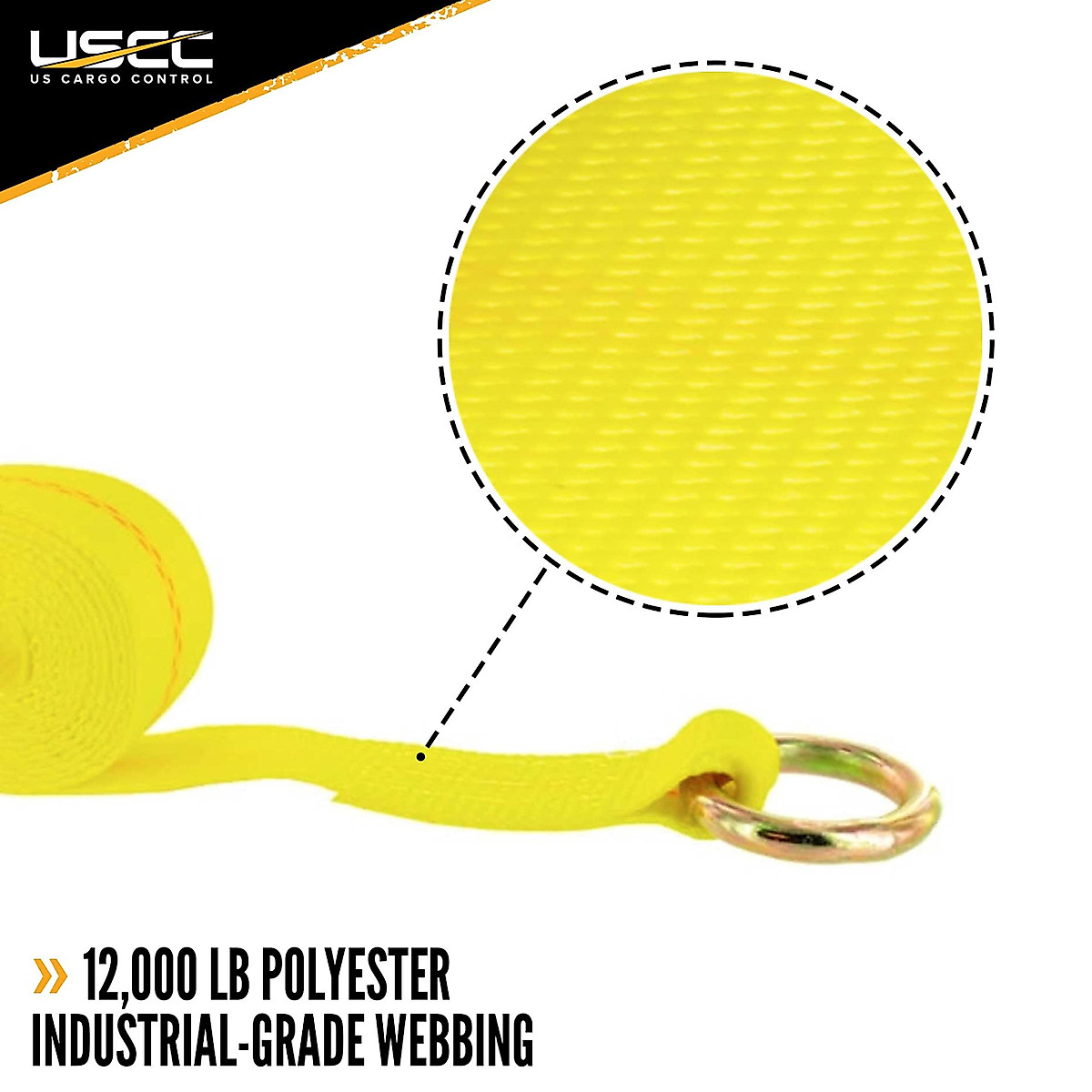 US Cargo Control Lasso Straps with O-Rings (4-Pack), 2 Inch X 10 Foot Lasso Straps for Car Hauler and Low Clearance Car Hauling Applications, 3,333 LBS Working Load Limit, Wheel Tie Down Strap