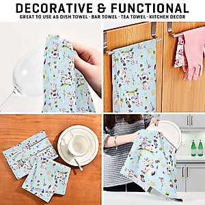 sletend Kitchen Towels or Tea Towels Cow Animal Cartoon 28x18in Polyester Material Dish Towels or Dishcloths with Hanging Loop, Set of 1 Hand Towel for Dining Table Kitchen.