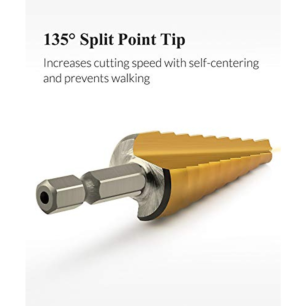 QWORK 3 Pcs Titanium Step Drill Bit Set, High Speed Steel, 1/8" - 3/4" Total 28 Sizes, HSS Multiple Hole Drilling Cutting with Storage Bag