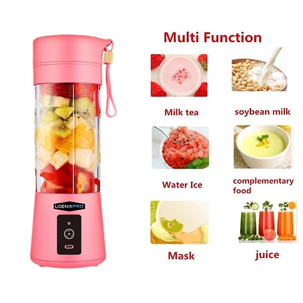UgenixPRO® Electric USB Portable Juicer Mini Blender and Smoothies Six Blades Great for Mixing Portable Blender (Green)