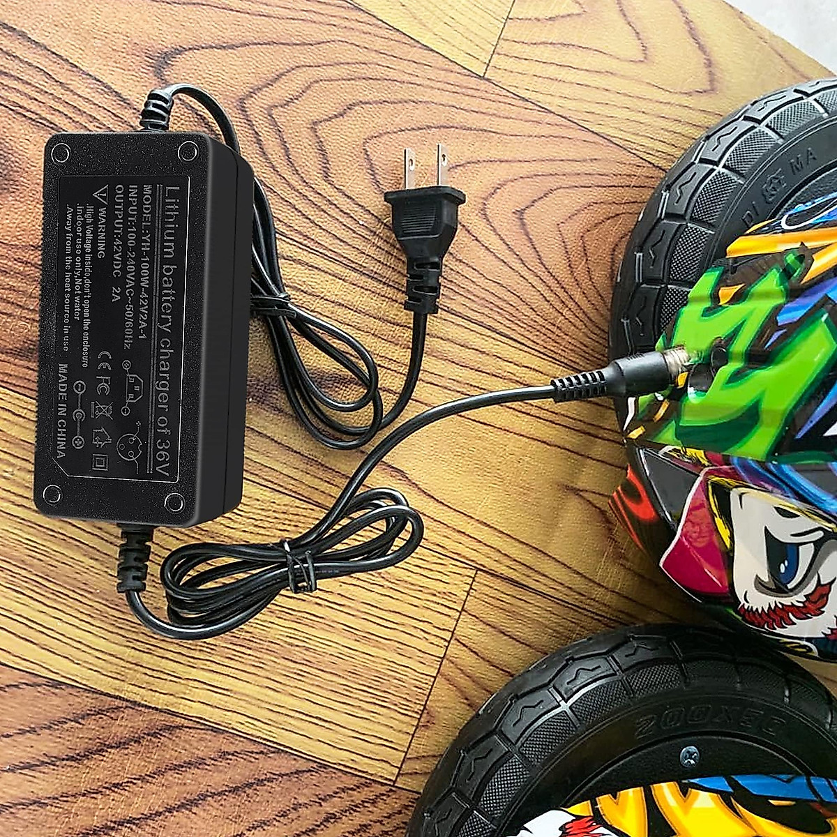 BXIZXD 42V Charger 3-Prong Inline Connector for 36V Pocket Mod/Dirt Quad/Sports Mod Electric Scooter Lithium Battery Power Supply, Battery Charger for Electric Scooter