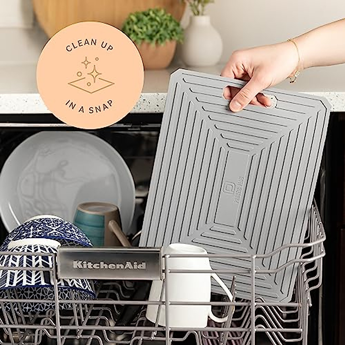 4 Large Silicone Trivet Mats – 9x12 in. Silicone Mats for The Kitchen Counter – Heat Resistant to 572° – Your Large Hot Pads are Placemats, Dish Drying Mats, Pot Holders, More by Practic Plus (Gray)