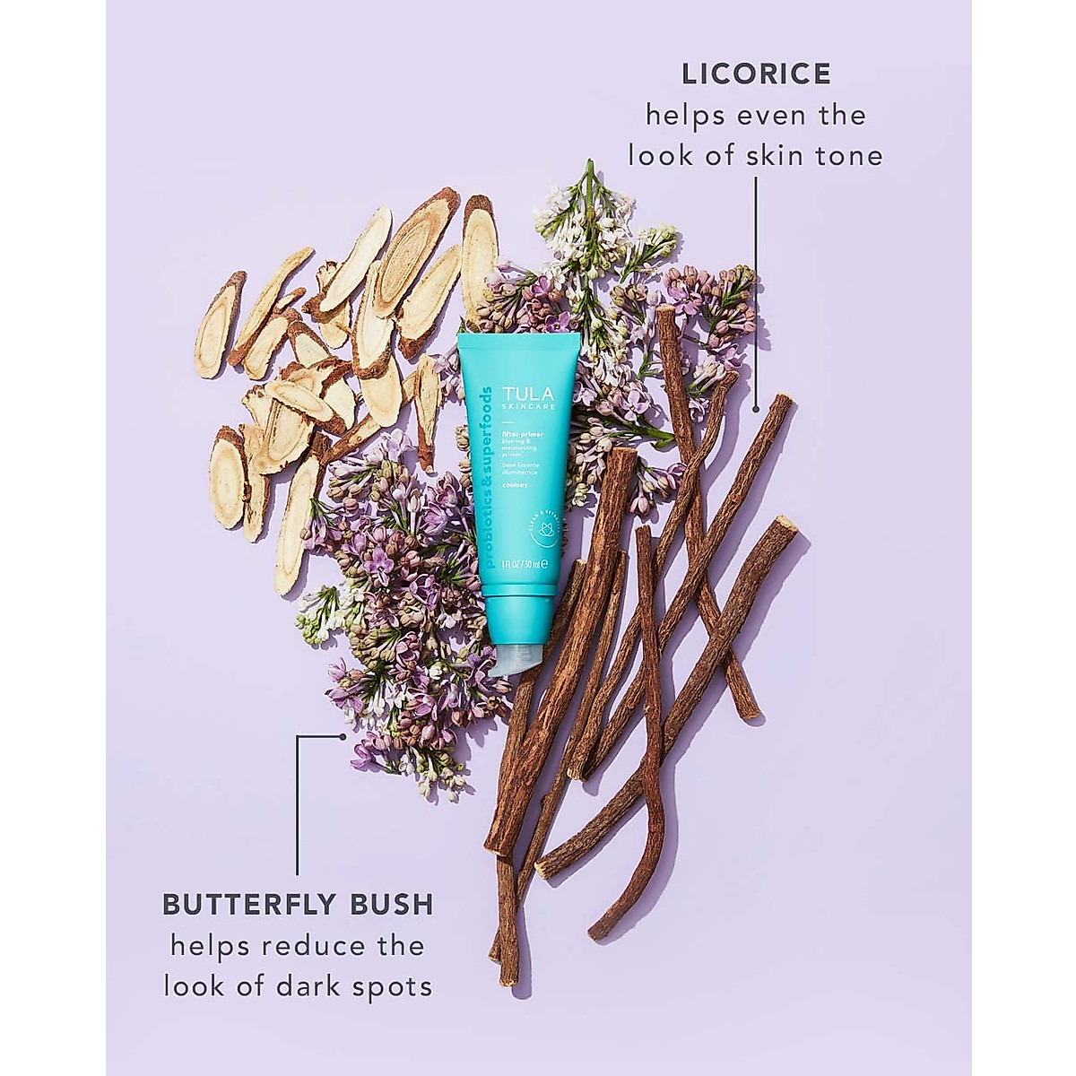 TULA Skin Care Face Filter Blurring and Moisturizing Primer - Cosmos, Evens the Appearance of Skin Tone & Redness, Hydrates & Improves Makeup Wear, 1fl oz