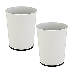 Bath Bliss 5 Liter Small Wastebasket | 2 Pack | Round Open Top | Trash Can | Bathroom | Bedroom | Kitchen | Office | Dorm | Disposal Waste Bin | Garbage | White