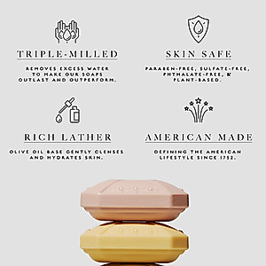 Caswell-Massey Natural Bar Soap for Women, Moisturizing Body Soap Bar for All Skin Types, Made with Essential Oils & Plant-Based Formula for Soft Skin, Lilac, Gardenia & Honeysuckle, 3x3.5 oz Gift Set