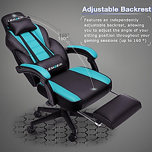 LEMBERI Gaming Chairs for Adults,Ergonomic Video Game Chairs with footrest,Big and Tall Gaming Chair 400lb Weight Capacity, Racing Style Computer Gamer Chair with Headrest and Lumbar Support