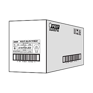 Feit Electric A19/TB/LED/6 25W Equivalent Dimmable Clear Glass Filament Colored LED Light Bulbs, Blue, 6-Pack, 2.4" D x 4" H