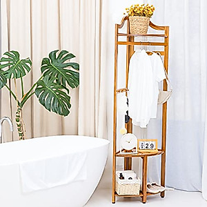 70“ Teak Corner Hall Tree with Shoe Bench,Corner Coat Rack with Bench,Corner Hall Tree,Entryway Coat Rack,Built of Solid Teak.