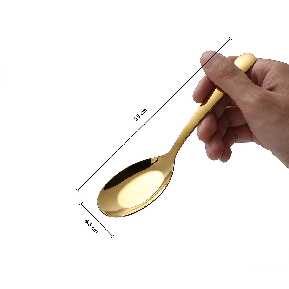 Soup Spoons Stainless Steel, Heavy-Weight Soup Spoons Set of 6, Chinese Soup Spoons Mirror Polished Ramen Spoons