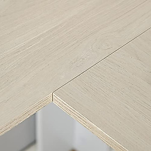 HOMCOM L-Shaped Computer Desk with Open Shelf and Storage Cabinet, Corner Writing Desk with Adjustable Shelf, White