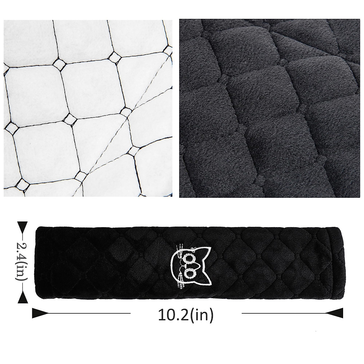 Amooca Soft Auto Seat Belt Cover Seatbelt Shoulder Pad Cushions 2 PCS for a More Comfortable Driving Universal Fit for All Cars and Backpack Black Cat