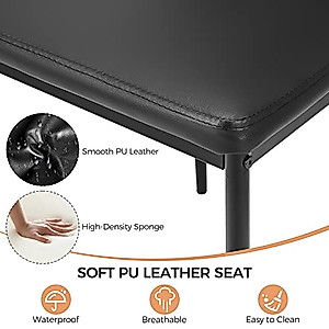 ERGOMASTER Dining Chairs Set of 4 Black PVC Dining Room Chairs Modern Soft Leather Padded Living Room Side Chairs with Sturdy Metal Legs & Non-Slip Feet Pads