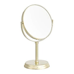 Amazon Basics Tabletop Mount Vanity Mirror - 1X/5X Magnification, Gold