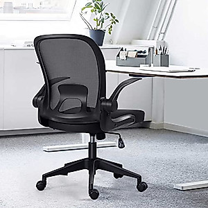 Darkecho Office Chair Ergonomic Desk Chair Mesh Computer Chair Modern Swivel Task Chair Comfy Executive Office Chair with Lumbar Support,Flip-up Armrests,Tilt Function and Foldable Backrest Black