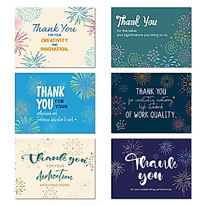 BIROYAL 24 Pack Employee Appreciation Cards with Envelopes - 5 * 8 In Blank Employee Thank You Cards - Ideal for Employee Recognition - Appreciation Cards for Team Staff Teacher (Firework Design)