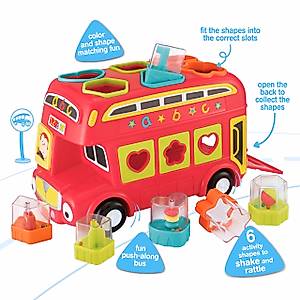 Early Learning Centre Shape Sorting Bus, Stimulates Senses, Fine Motor Skills, Hand Eye Coordination, Problem Solving, Kids Toys for Ages 06 Month, Amazon Exclusive