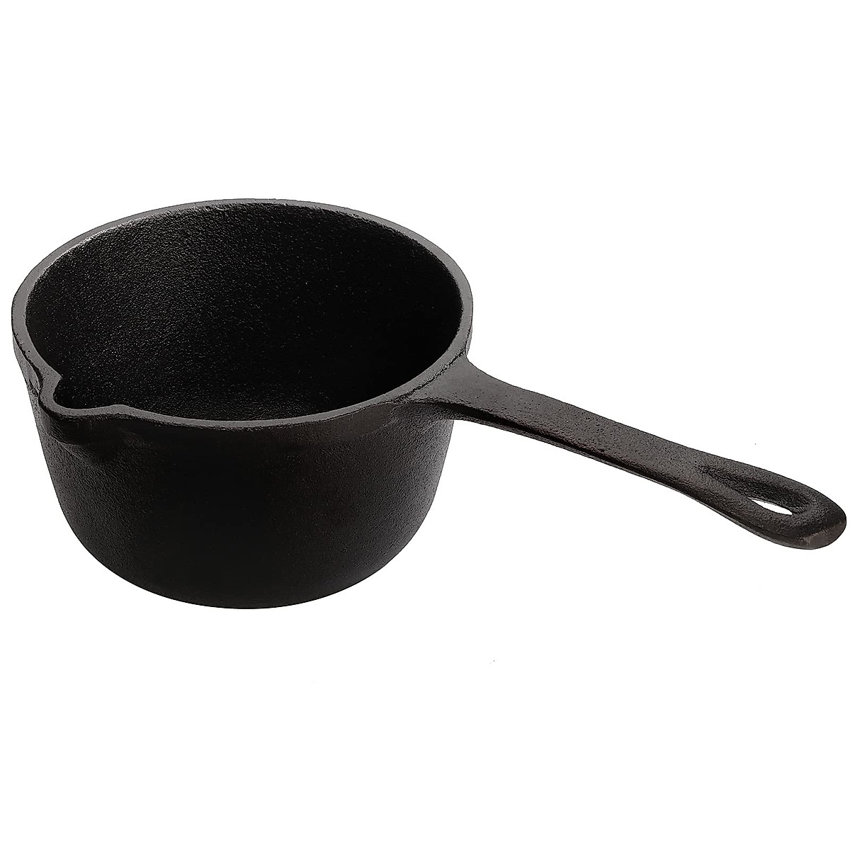 Cedilis 1 Quart Cast Iron Basting Pot with Handle, Heavy Duty Construction Sauce Pot for Grilling and Oven, Black
