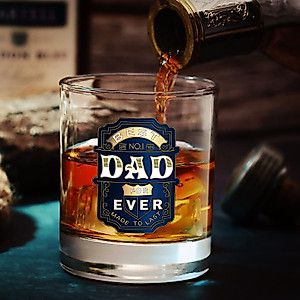 Luka Tech Gifts For Dad From Son Daughter, Vintage Whiskey Glass Tumbler 11oz with 3D Metal Badge,Unique Birthday Gifts for Dad,Men,Grandpa,Father,Fathers Day
