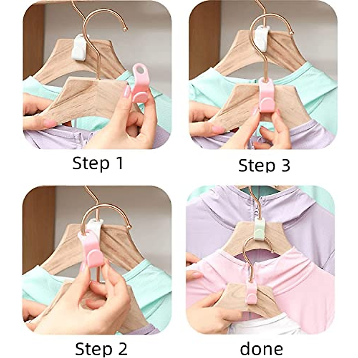 50Pcs Clothes Hanger Connector Hooks, Hanger Extender Clips Clothes Hangers for Heavy Duty Space Saving Cascading Connection Hooks for Clothes Closet (White)