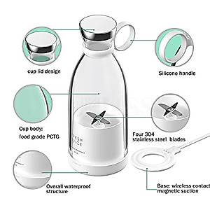 Personal Portable USB Rechargeable Electric Mini Fresh Juicer Blender and Smoothie Maker (White)