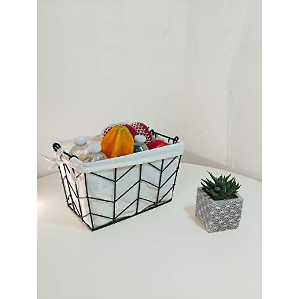 Admired By Nature Metal Storage Baskets-3-Piece Set of Decorative Nesting – 1 Small, 1 Medium, 1 Large, White and Black Basket