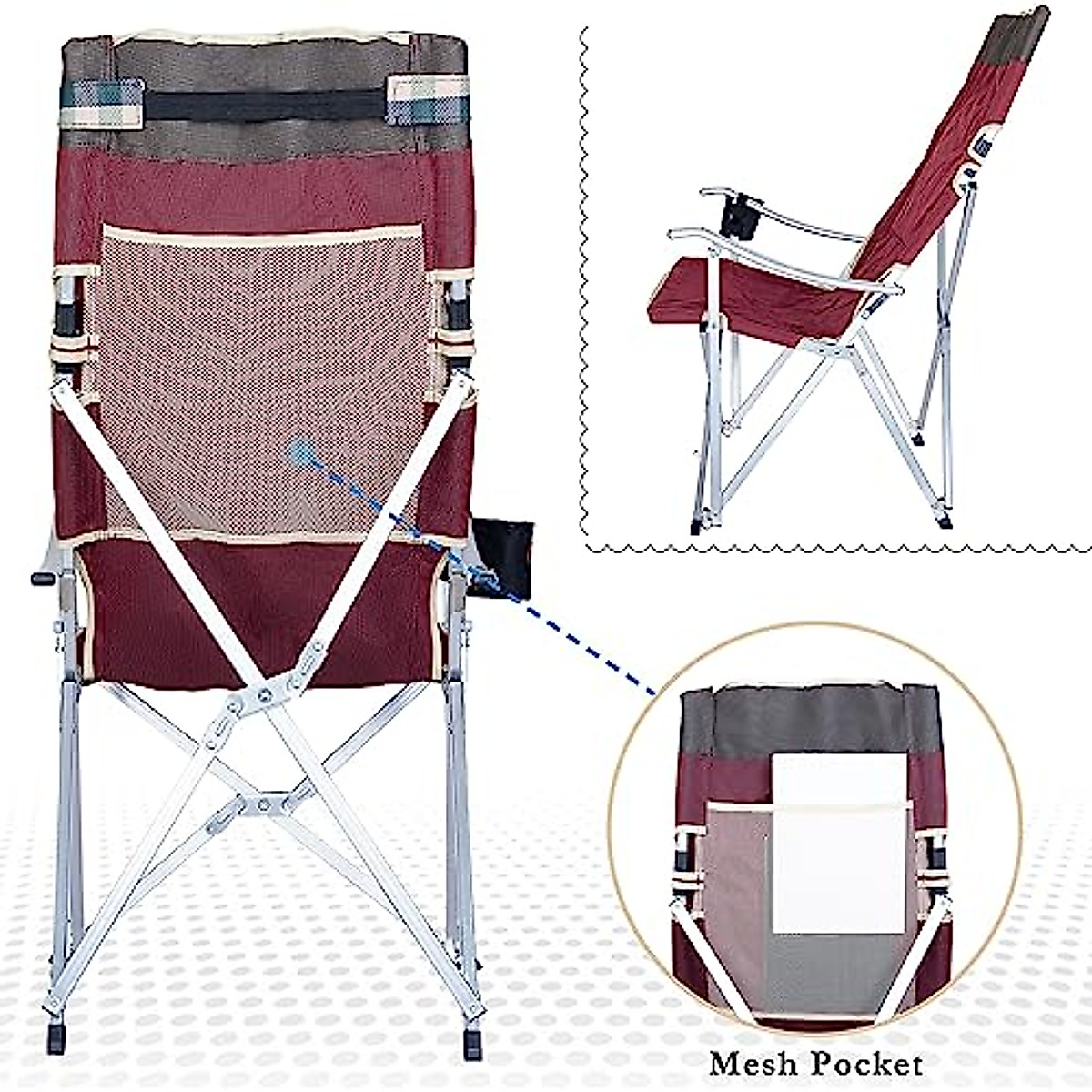 Poshlr Beach Chairs for Adults, Beach Chair Aluminum Heavy Duty, Folding Lawn and Camping Chairs Set with Carry Bag