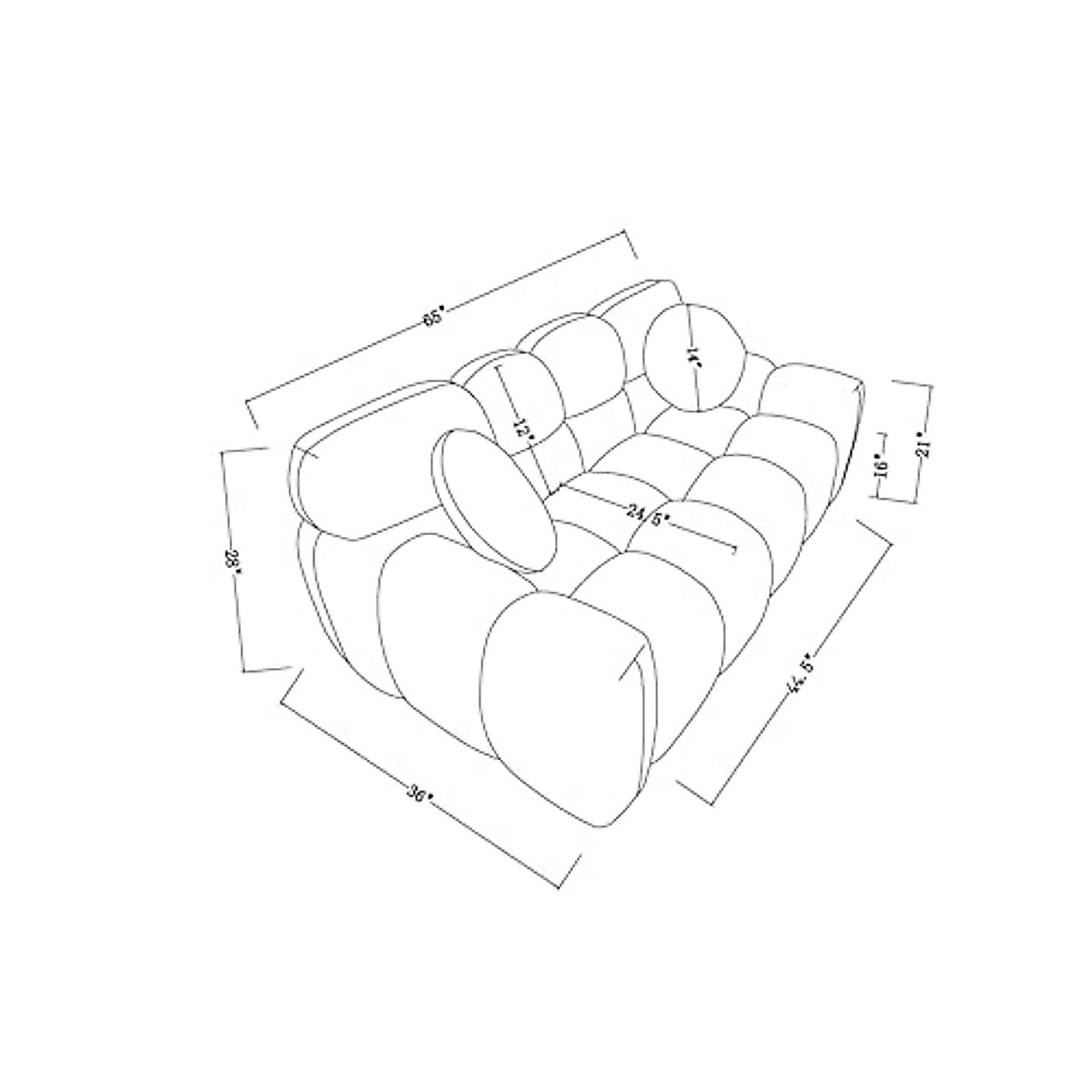 EOVTK 65" Boucle Loveseat Sofa, Modern Marshmallow Upholstered Tufted Cloud Couch with 2 Pillows for Living Room, Small Space, Apartment, Black