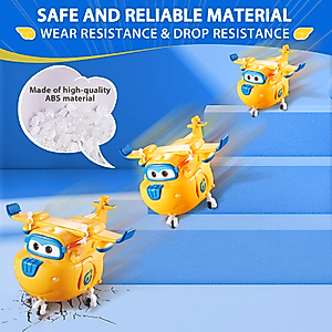 Super Wings - 5' Transforming Donnie Airplane Toys Vehicle Action Figure Plane to Robot,Suitable 3 4 5 year old Kids Fun Flying Toy Plane for Preschool Play and Birthday Gifts,Yellow