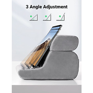 UGREEN Tablet Pillow Stand for Lap Soft Holder Bed with 3 Viewing Angles Adjustable Home Office Accessories Compatible for iPad Pro 13 12 11 10.5 Air Mini 5 4 3 2 Phone 16 15 14 E-Reader Grey