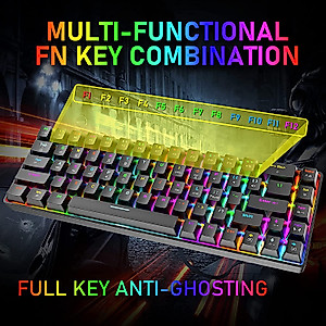 SELORSS T8 Pro 60% Wired Mechanical Gaming Keyboard,18 Chroma RGB Backlight,Compact 68 Full Anti-ghosting Keys,Replaceable USB C Cable&DIY keycaps,Tactile Switch for Gamer/Typist/PC/Win/Mac(Blue)