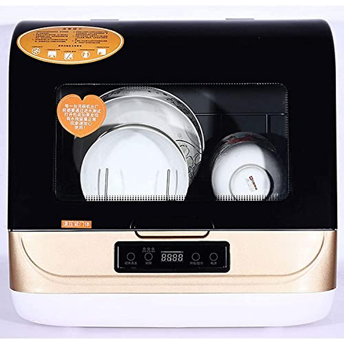 Portable Countertop Dishwasher, Compact Dishwasher with 3 Washing Programs, Hot Air Drying, Mini Dishwasher Portable Dishwasher for Small Apartments, Dorms and RVs - Water Pipe Included