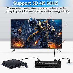avedio Links 4K@60HZ HDMI Switch 4x1, HDMI Switch 4 in 1 Out with IR Remote Control, 4 Port HDMI Switcher Selector