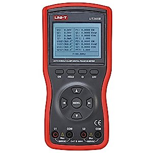UNI-T UT265B Intelligent 2/3 Phase 2-Clamp Voltammeter 0.5A Clamp RS-232 Storage 1500 240×160 Pixel 0.0mA～20.0A 0.00V～600V 45Hz～65Hz 0.0W～12kW 0.0VA～12kVA 0.0VAR～12kVAR