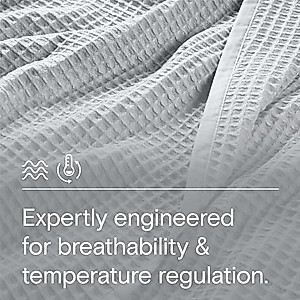 DOZ by SIJO 50% Viscose Derived from Bamboo and 50% Cotton Blend Twin-Twin XL Summer Waffle Lightweight Bed Blanket, Dove